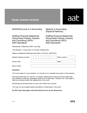 Fillable Online Exam answer booklet - AAT Fax Email Print - pdfFiller