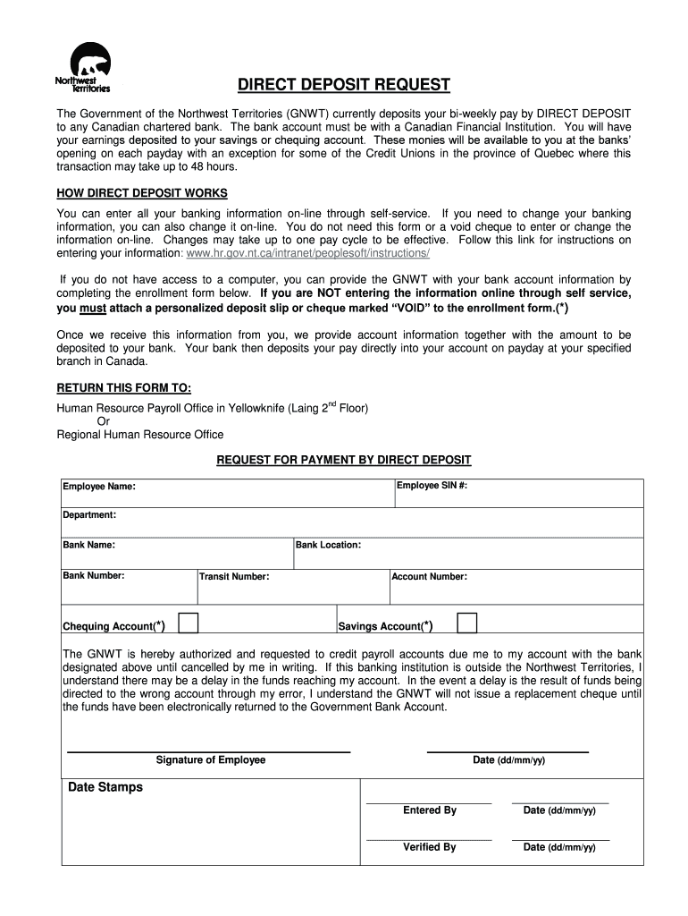 Fillable Online hr gov nt The Government of the Northwest Territories ...