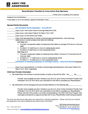 Fillable Online gsa Recertification Checklist for Army Active Duty ...