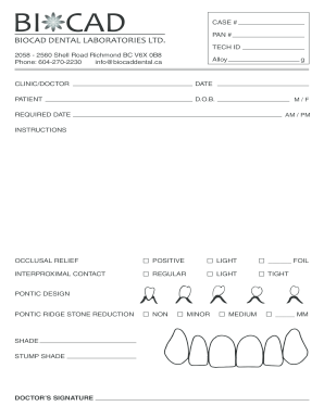 Fillable Online biocaddental BIoCad Dental Form - biocaddental Fax ...