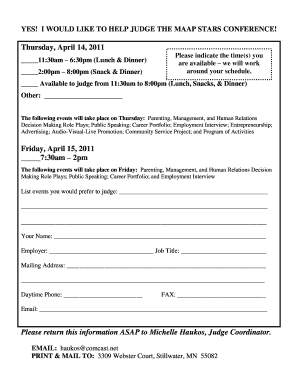 Fillable Online maapmn YES I WOULD LIKE TO HELP JUDGE THE MAAP STARS ...