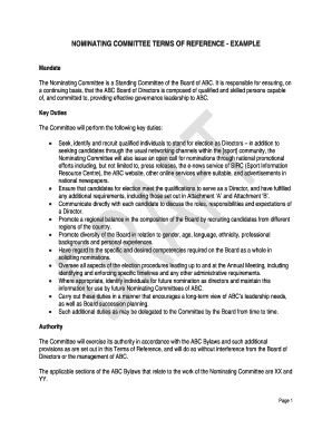 Fillable Online sportlaw Nominating Committee example - Sport Law amp ...