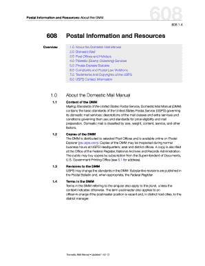 Fillable Online pe usps DMM 608 Postal Information and Resources - USPS ...