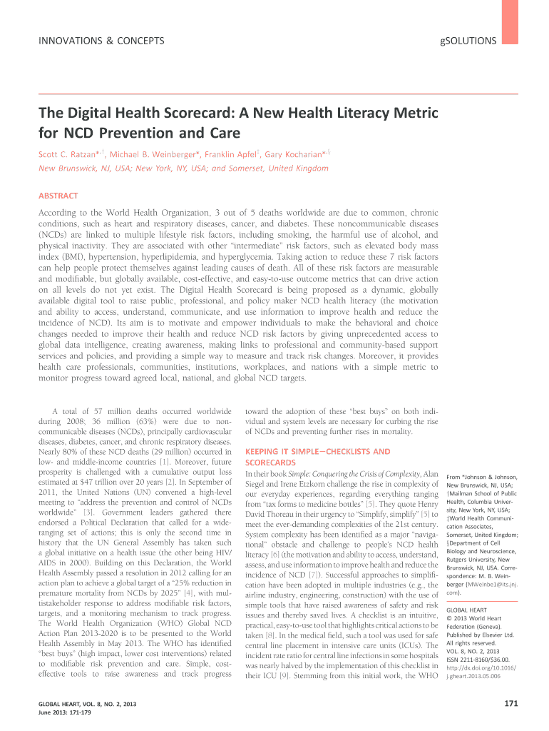 Fillable Online The Digital Health Scorecard A New Health Literacy ...
