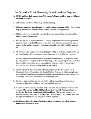 Fillable Online socs k12 in McCormicks Creek Elementary School Latchkey ...