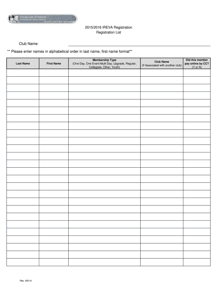 Fillable Online Club Name Please enter names in alphabetical order in Fax Email Print - pdfFiller