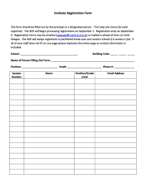 Fillable Online Institute Registration Form - roe35k12ilus Fax Email ...