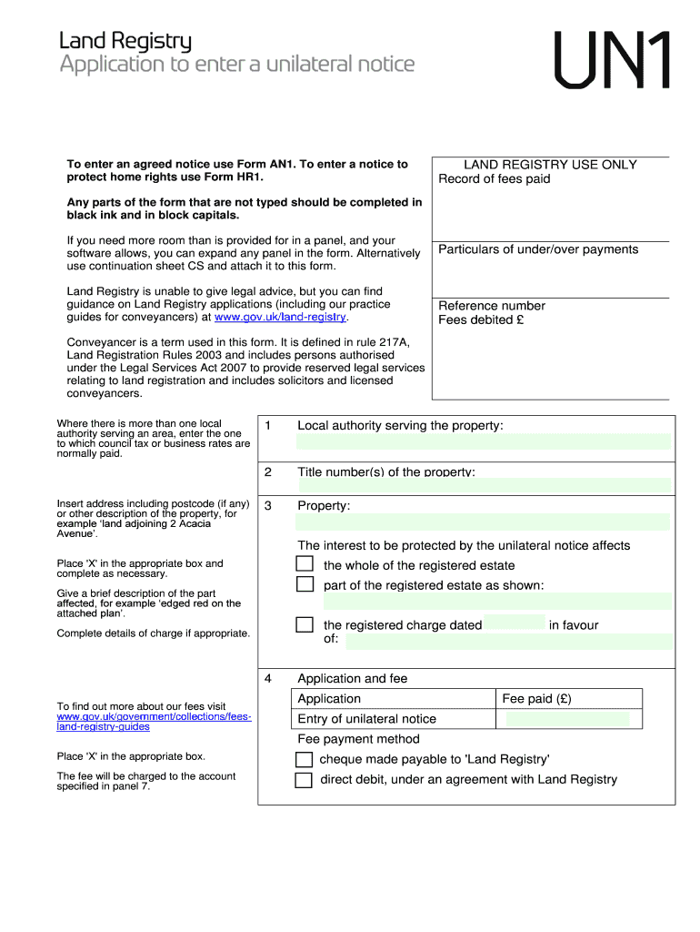 Fillable Online Form UN1 - Govuk Fax Email Print - pdfFiller