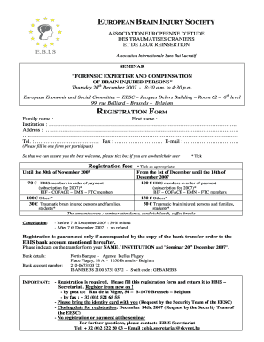 Fillable Online Registration form seminar 20 12 07 engl Fax Email Print ...