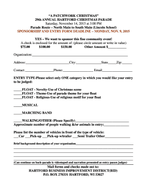 Fillable Online 2015 2-sided Parade FORM Fax Email Print - pdfFiller