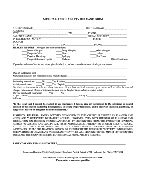 Fillable Online MEDICAL AND LIABILITY RELEASE FORM Fax Email Print ...