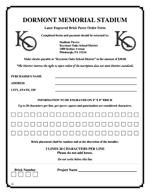 Fillable Online kosd DORMONT MEMORIAL STADIUM - kosd Fax Email Print ...