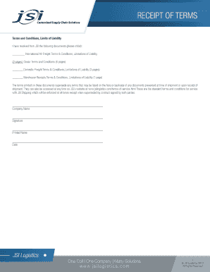 Fillable Online Terms and Conditions Limits of Liability - JSI ...