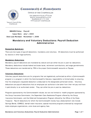 Fillable Online Mandatory and Voluntary Deductions: Payroll Deduction ...
