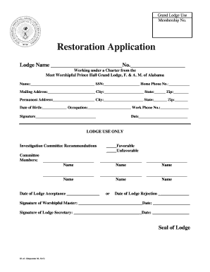 Fillable Online Lodge Name No - mwphglofalcom Fax Email Print - pdfFiller