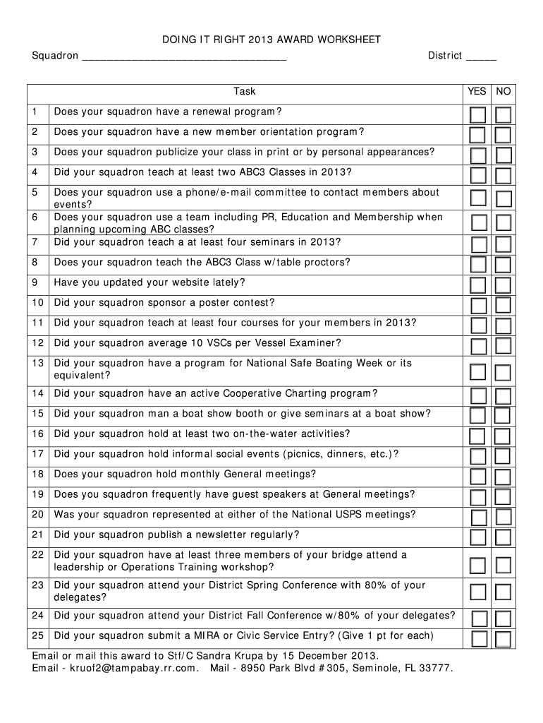 Fillable Online usps 2013 Doing It Right worksheet Fax Email Print ...