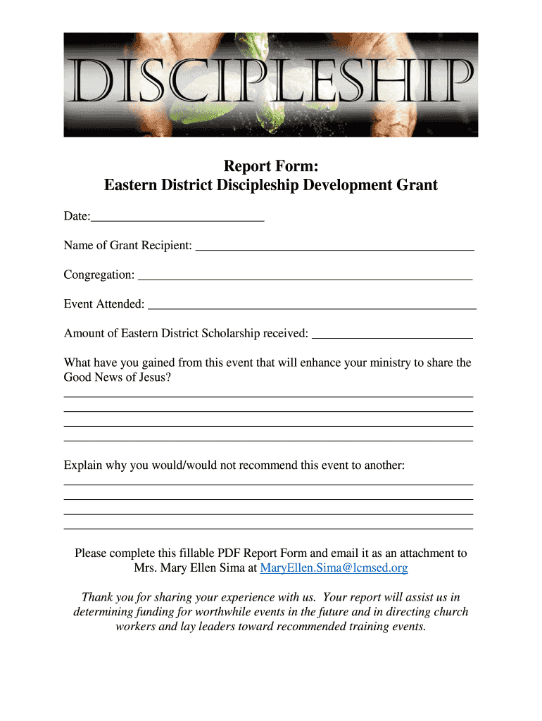 Fillable Online lcmsed Report Form Eastern District Discipleship ...
