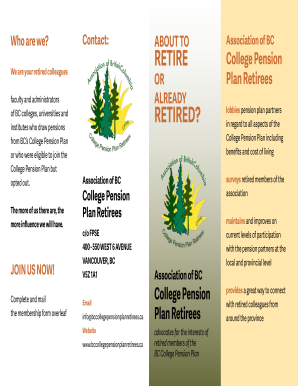 Fillable Online Contact ABOUT TO Association of BC RETIRE College ...