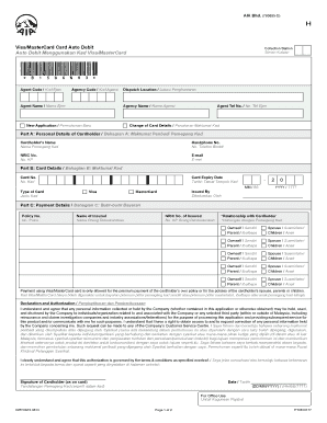 Fillable Online aia com VisaMasterCard Card Auto Debit Auto Debit ...