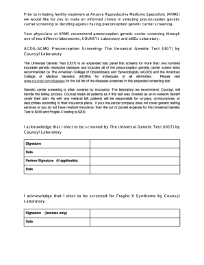 Fillable Online Carrier Screening For Genetic Diseases Preconception ...
