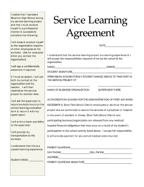 Fillable Online silvertonhigh silverfallsschools Service Learning ...