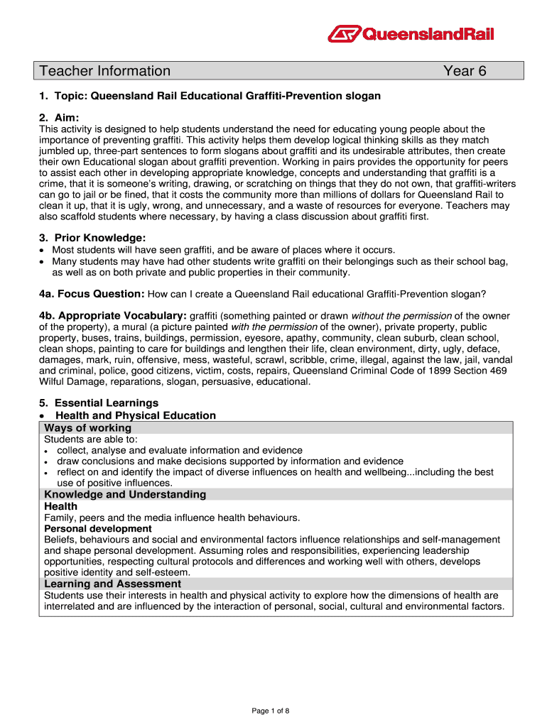 Fillable Online Graffiti Prevention Lesson Plan Feb 12 Year 6.doc Fax ...