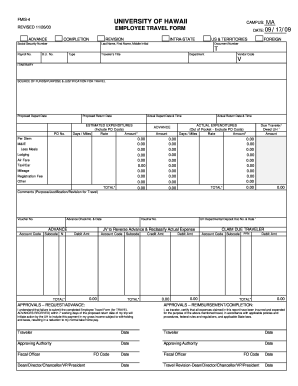 Fillable Online www2 ctahr hawaii UNIVERSITY OF HAWAII EMPLOYEE TRAVEL ...