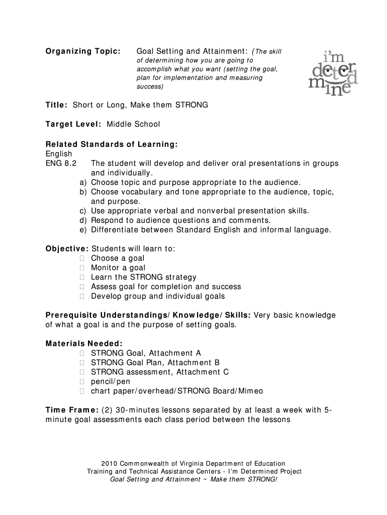 Fillable Online Goal Setting and Attainment: (The skill Fax Email Print ...