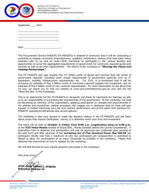 Fillable Online procurementservice gov Republic of the Philippines ...