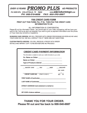 Fillable Online Credit Card Form. Credit Card Form Fax Email Print ...