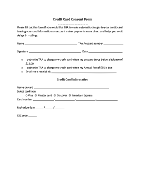Fillable Online Credit Card Consent Formpdf Fax Email Print - pdfFiller