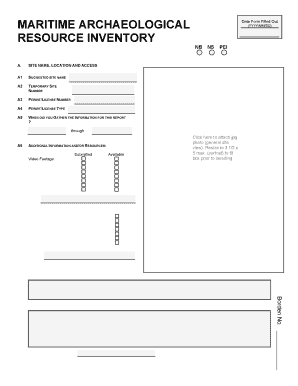 Fillable Online MARITIME ARCHAEOLOGICAL RESOURCE INVENTORY - Nova Scotia Fax Email Print - pdfFiller
