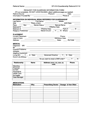 Fillable Online chfs ky REQUEST FOR GUARDIAN INFORMATION FORM - chfs ky ...