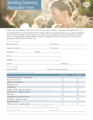 Fillable Online Wedding Ceremony Application Form Fax Email Print ...