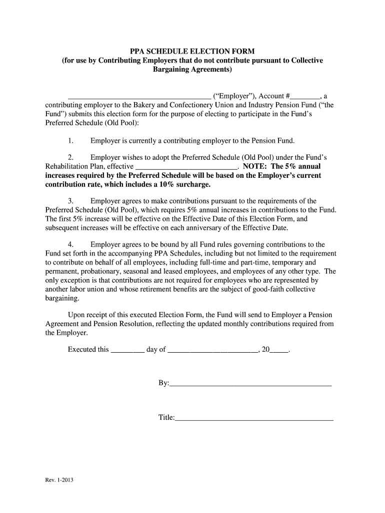 Fillable Online PPA SCHEDULE ELECTION FORM Fax Email Print - pdfFiller