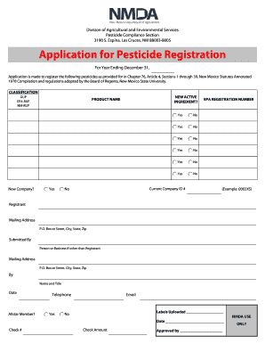 Fillable Online nmda nmsu Application for Pesticide Registration ...