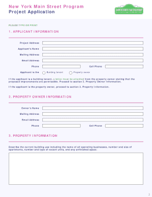 Fillable Online New York Main Street Program Project Application Fax ...