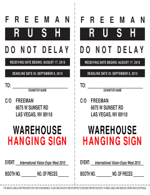Fillable Online FREEMAN RUSH - Vision Expo West Fax Email Print - pdfFiller