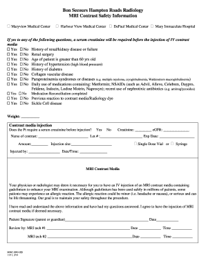 Fillable Online Bon Secours Hampton Roads Radiology MRI Contrast Safety ...
