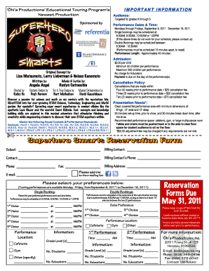 Fillable Online ohia Superhero Smarts Reservation Form Fax Email Print ...