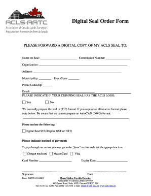 Fillable Online Digital Seal Order Form Fax Email Print - pdfFiller