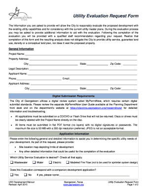 Fillable Online udc georgetown 17 Utility Evaluation Request Form - Unified Development Code Fax ...