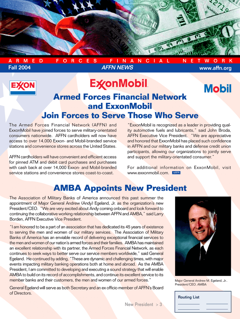 Fillable Online affn Armed Forces Financial Network and ExxonMobil Join ...