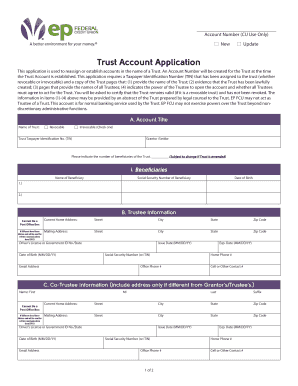 Fillable Online epfcu Account Number (CU Use Only) New Update Trust Account Application This ...