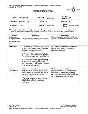 Fillable Online leics police Area Vehicle Fleet Fax Email Print - pdfFiller
