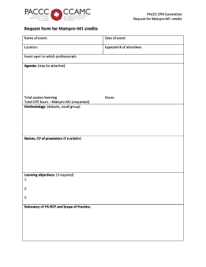 Fillable Online Request form for Mainpro-M1 credits Fax Email Print - pdfFiller