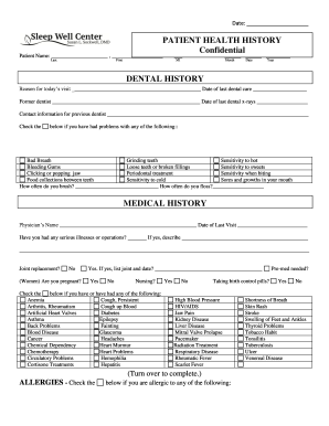 Fillable Online Patient-Health-History-Sleeppdf Fax Email Print - pdfFiller