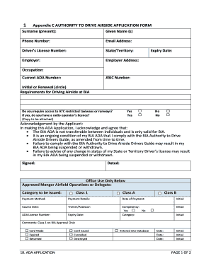 Fillable Online airports asn 1 Appendix C AUTHORITY TO DRIVE AIRSIDE ...