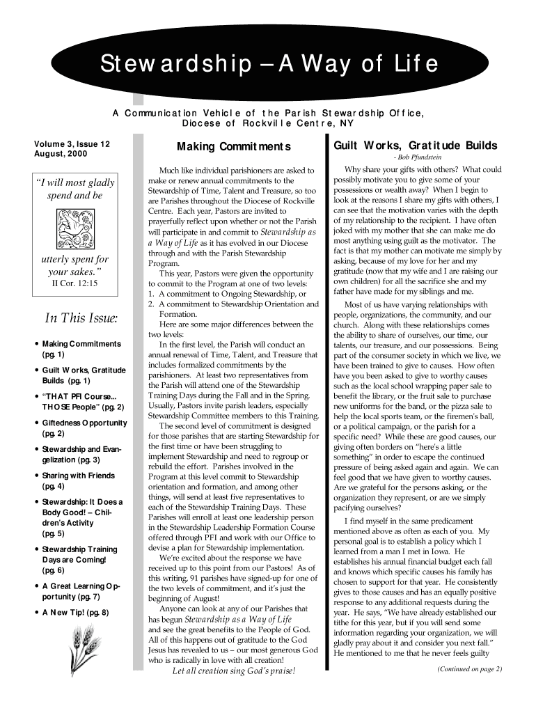 Fillable Online stewardshipli Stewardship Stewardship A Way of Life A ...