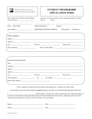 Fillable Online nsreaa STUDENT MEMBERSHIP APPLICATION FORM - NSREAA Fax ...
